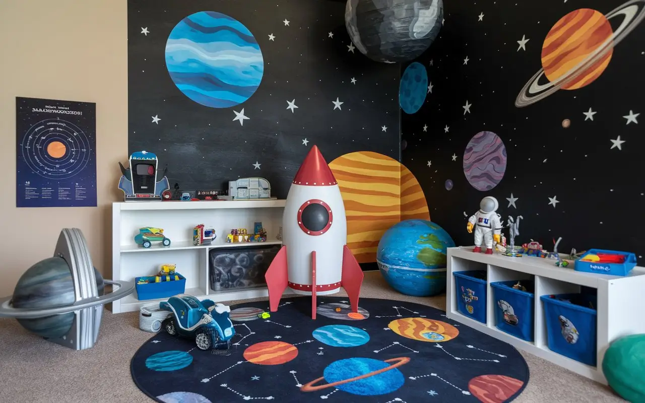 Space Theme Kids Playroom - Home with Ava